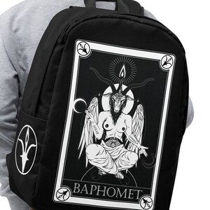Baphomet Gothic Black Backpack Devil Tarot Card Goth Travel Carry-all ...
