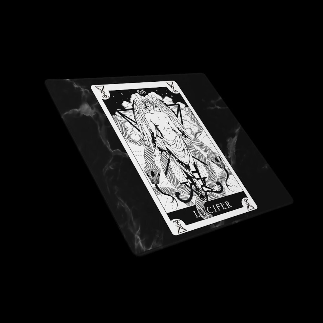 Satanic Tarot Gaming Mouse Pad Gothic Satan Decor Black Marble Computer ...