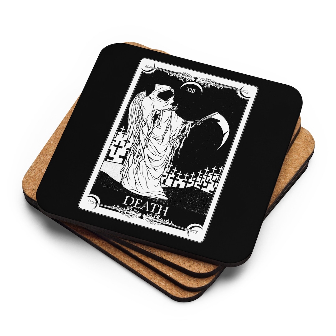 Satanic Tarot Drink Cork Coaster Set Gothic Coffee Table Saver Black ...