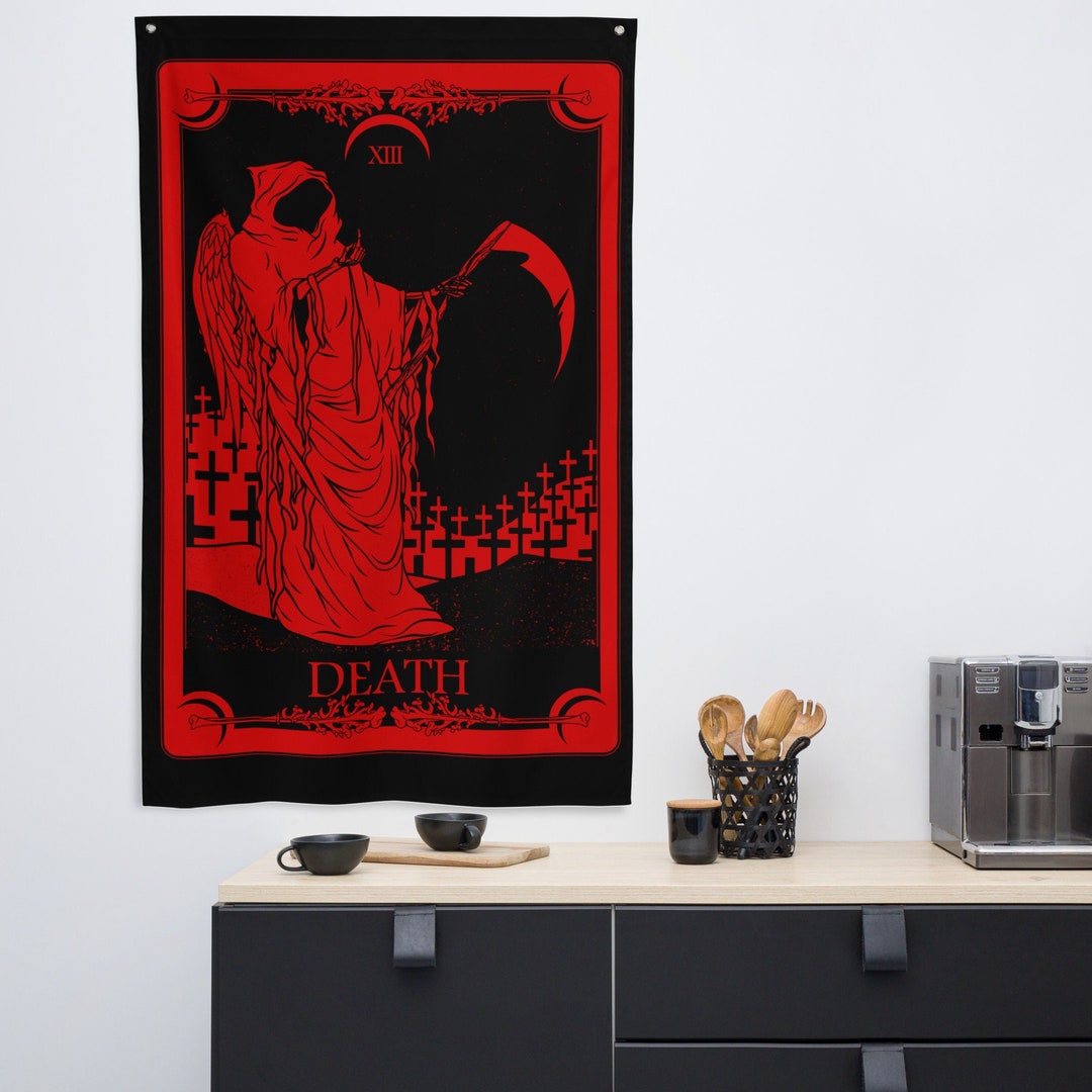 Grim Reaper Red & Black Wall Tapestry 53' Death Tarot - Etsy