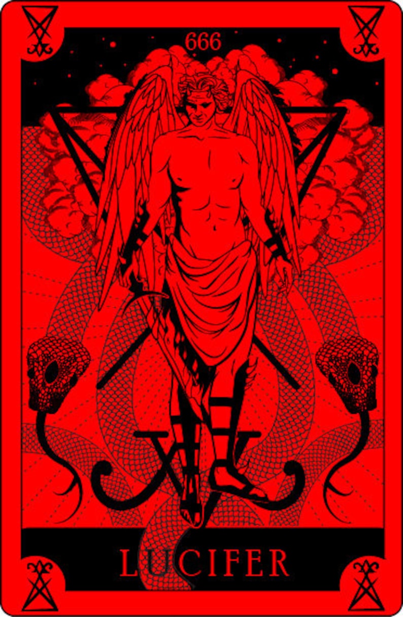 Lucifer Red Devil Tarot Card SVG PNG PDF Jpg Satanic Instant - Etsy
