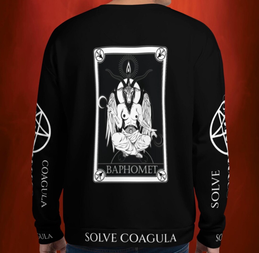 Gothic Pentagram Baphomet Tarot Card Recycled Black Long Sleeve Eco ...