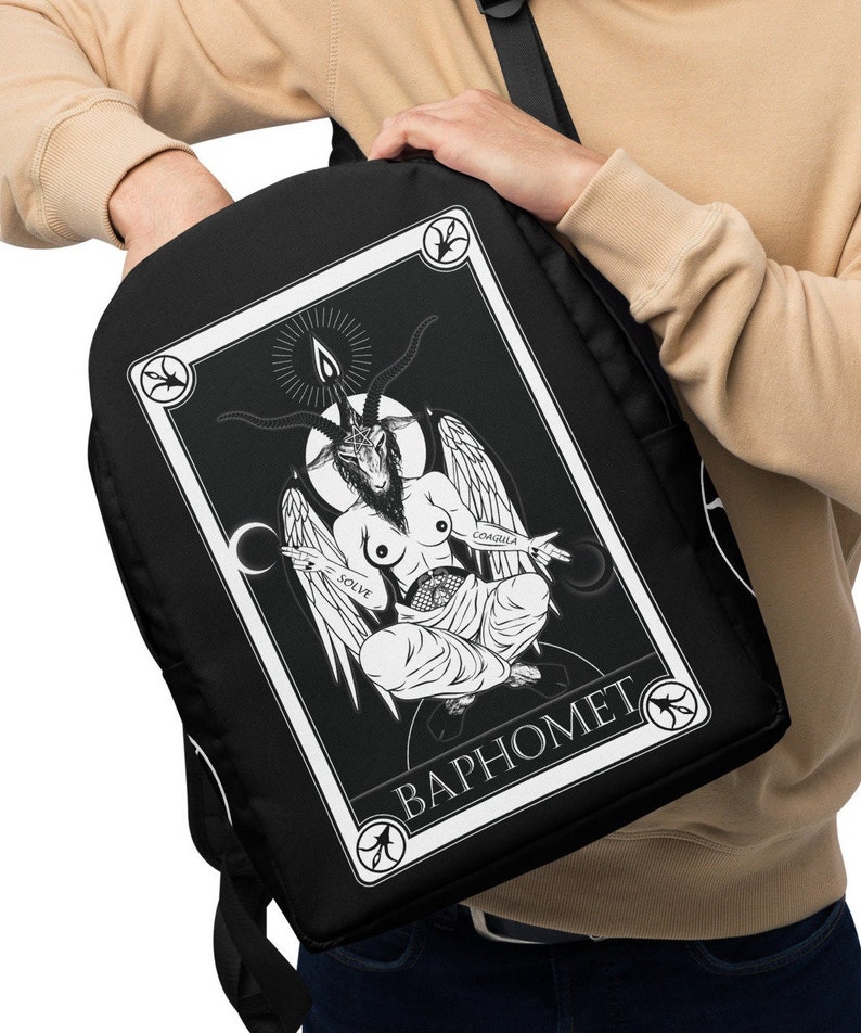 Baphomet Gothic Black Backpack Devil Tarot Card Goth Travel - Etsy