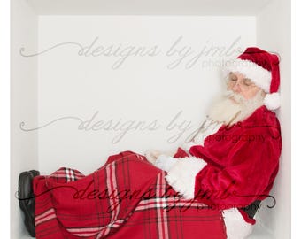 Santa in Box Photography Sitting With Legs Hanging Over Overlay - Etsy