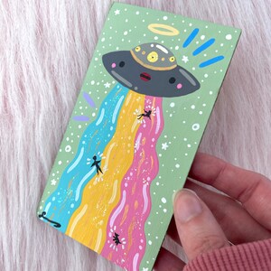 Kawaii UFO Alien Abduction Original Acrylic Painting / Pop Surrealism ...
