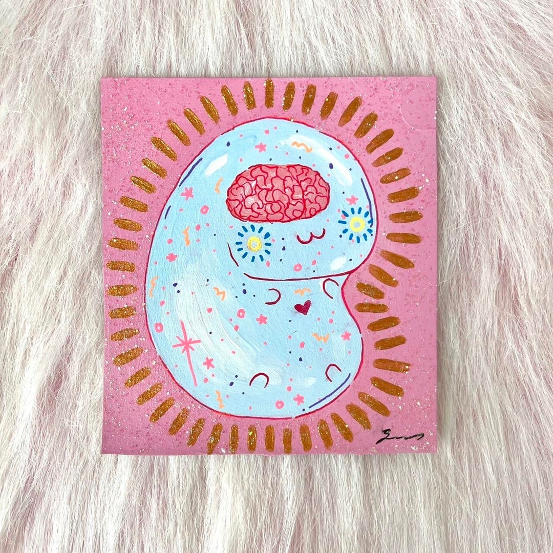Cute Baby Fetus Miniature Original Acrylic Painting / Twin Flames Gifts ...