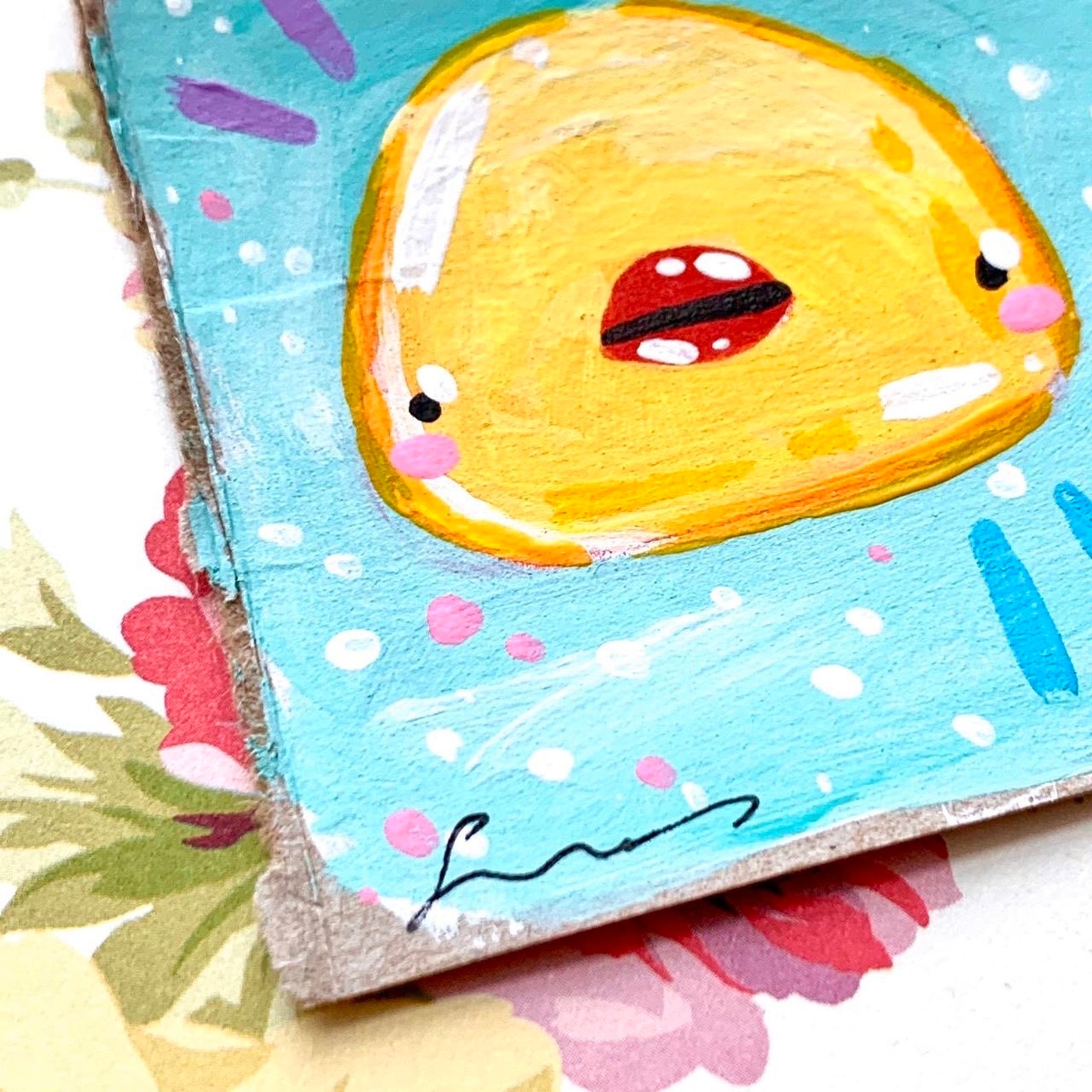 Kawaii Mochi Miniature Original Acrylic Painting / One of a Kind Gift ...