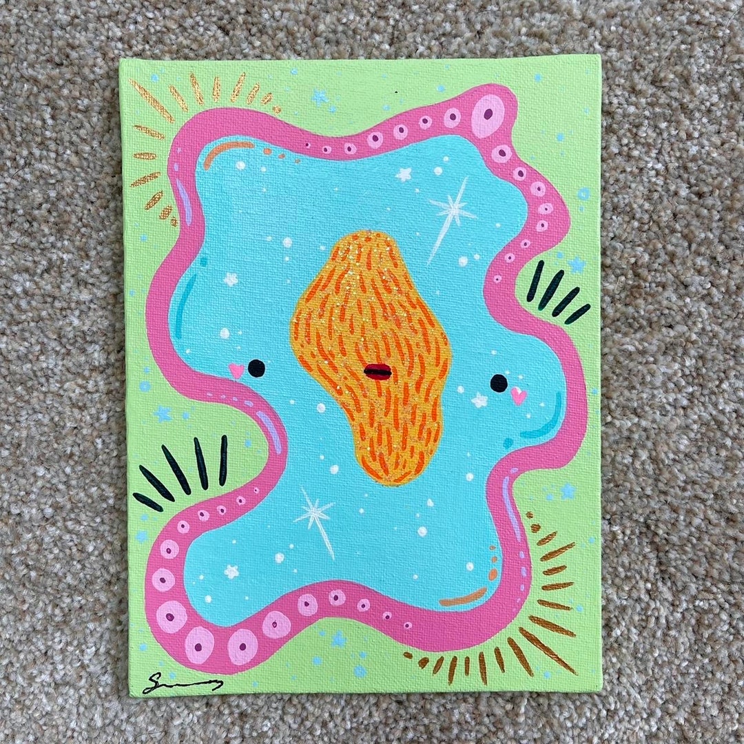 Kawaii Germ Original Acrylic Painting / Kitsch Wall Art / Cute ...