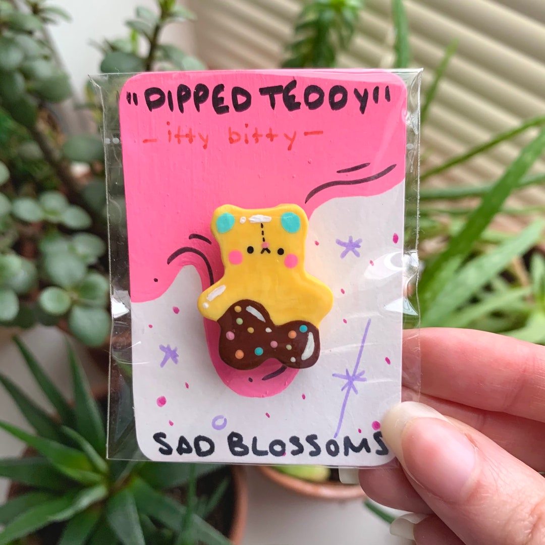 Kawaii Teddy Bear Handmade Polymer Clay Pin / Miniature Bear Pin ...