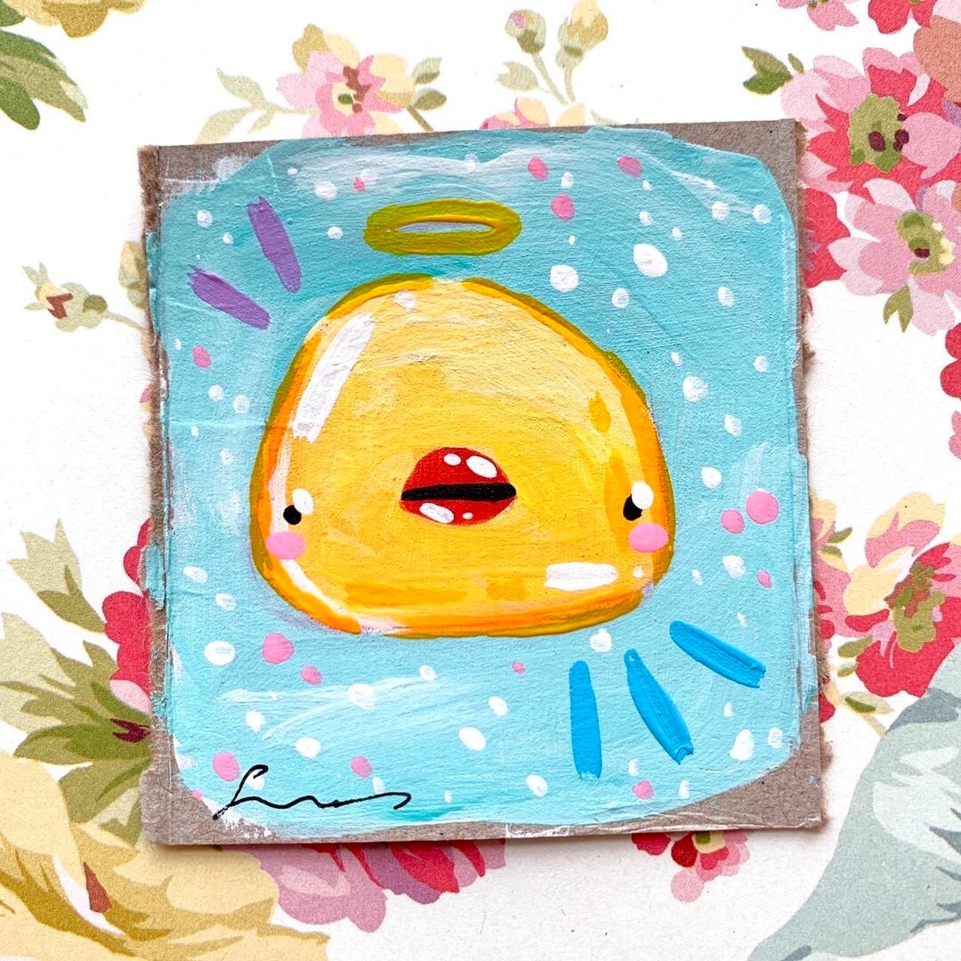 Kawaii Mochi Miniature Original Acrylic Painting / One of a Kind Gift ...
