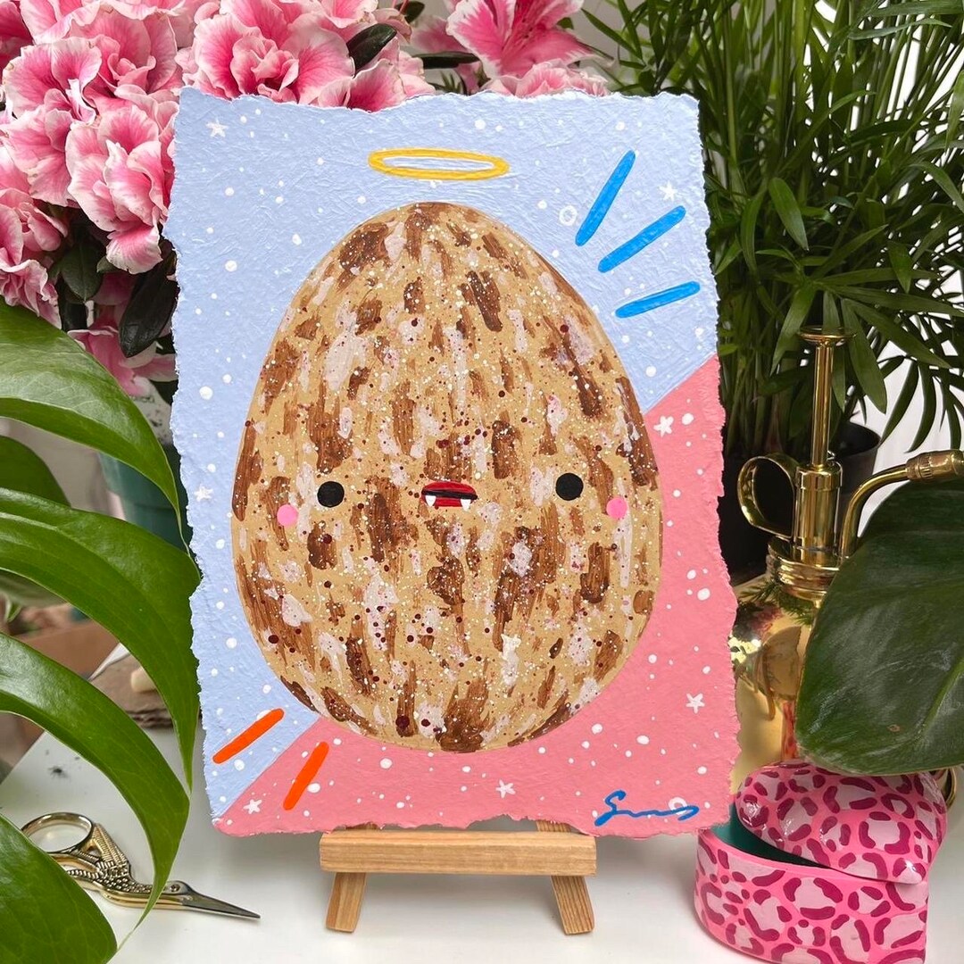 Kawaii Egg Head Original Acrylic Painting / Creepy Cute Kidcore Wall ...