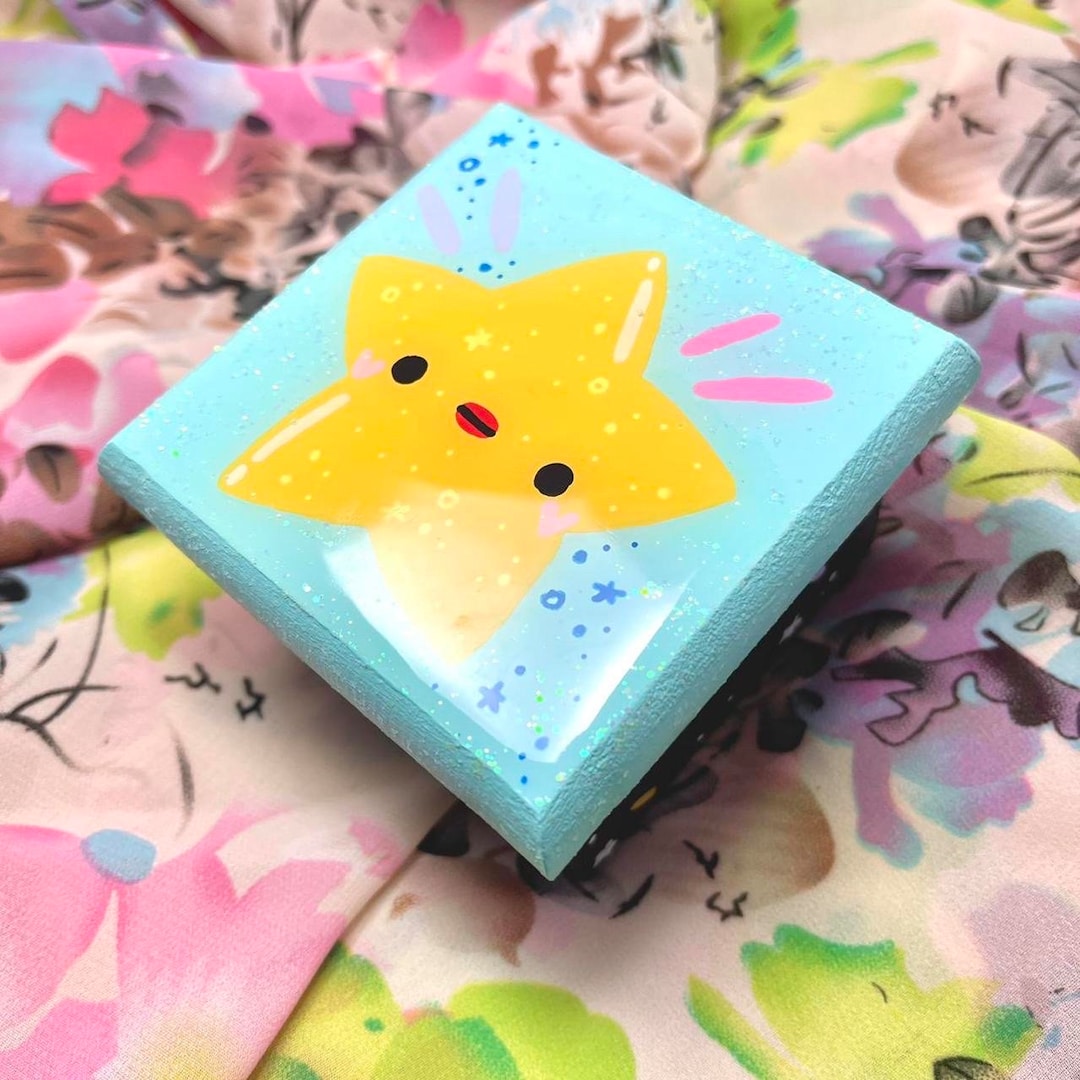 Kawaii Star Hand Painted Wooden Box / Cute Trinket Box / Pretty Jewelry ...