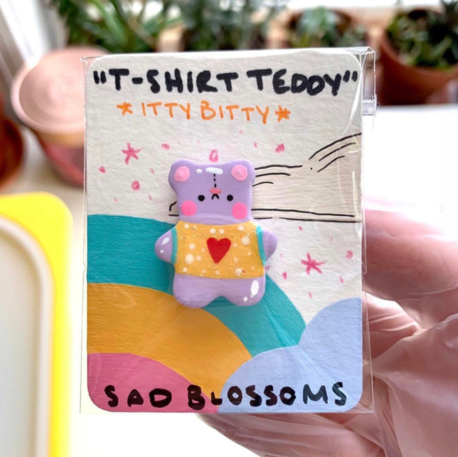 Kawaii Teddy Bear Handmade Polymer Clay Pin / One of a Kind Gift for ...