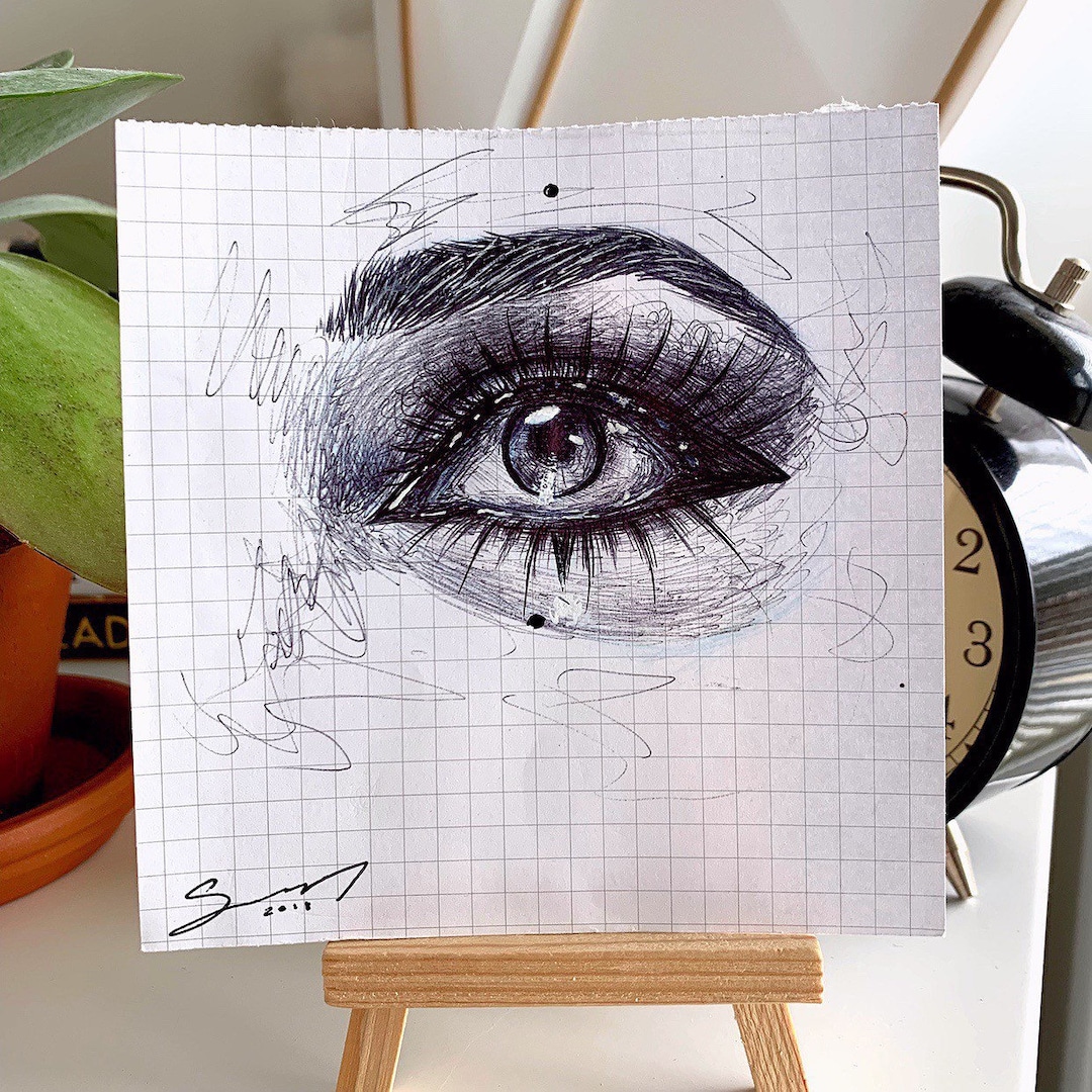 Ball Point Pen Realistic Eye Drawing / Original Artwork / Anatomy ...
