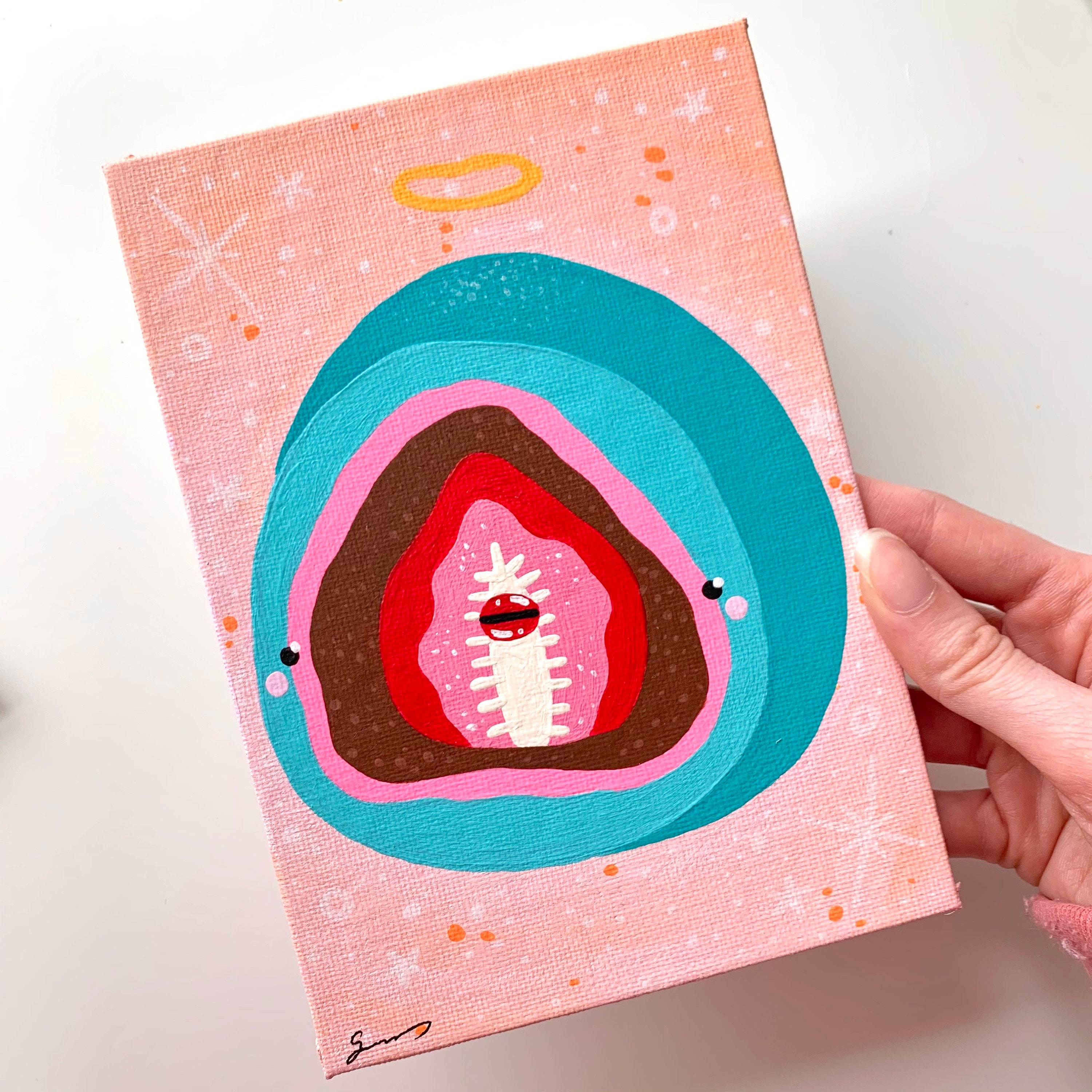 Kawaii Mochi Slice Original Acrylic Painting / Pop Surreal Low - Etsy