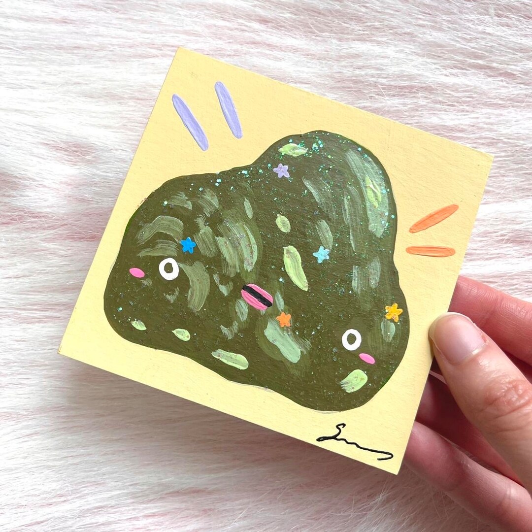 Kawaii Quirky Bush Miniature Original Acrylic Painting / Upcycled Art ...