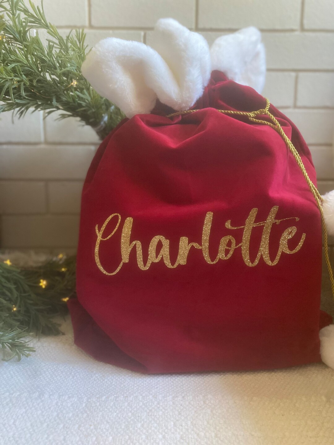 Personalised Santa Sack, Large Santa Sack, Velvet Santa Sack, Name ...