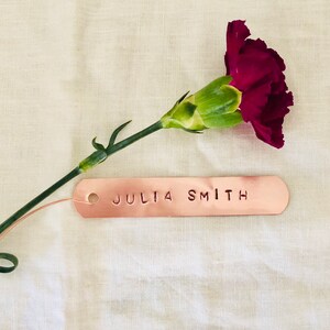Personalised Name Tags, Copper Name Tag, Hand Stamped Place Card, Hand ...