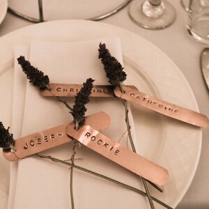Personalised Name Tags, Copper Name Tag, Hand Stamped Place Card, Hand ...