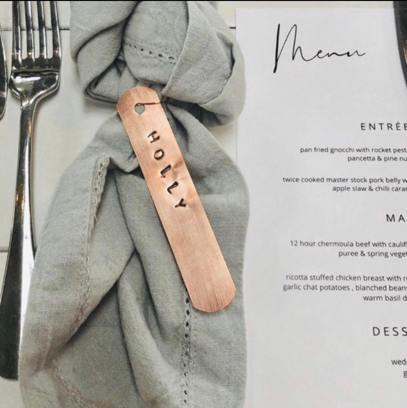 Personalised Name Tags Copper Name Tag Hand Stamped Place | Etsy