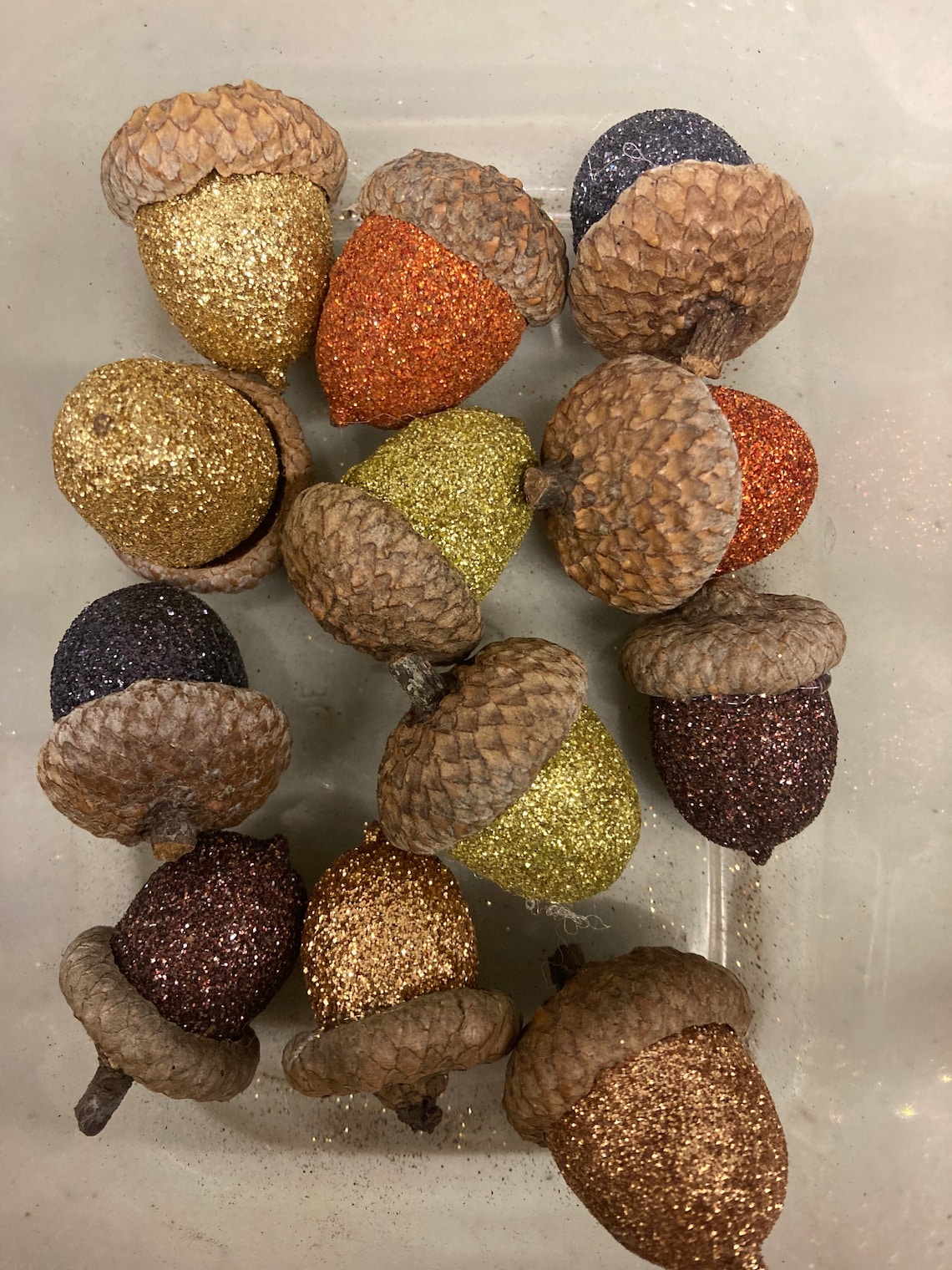 Set of 12 Acorns Glittered in Fall Colors. Colors Range From - Etsy
