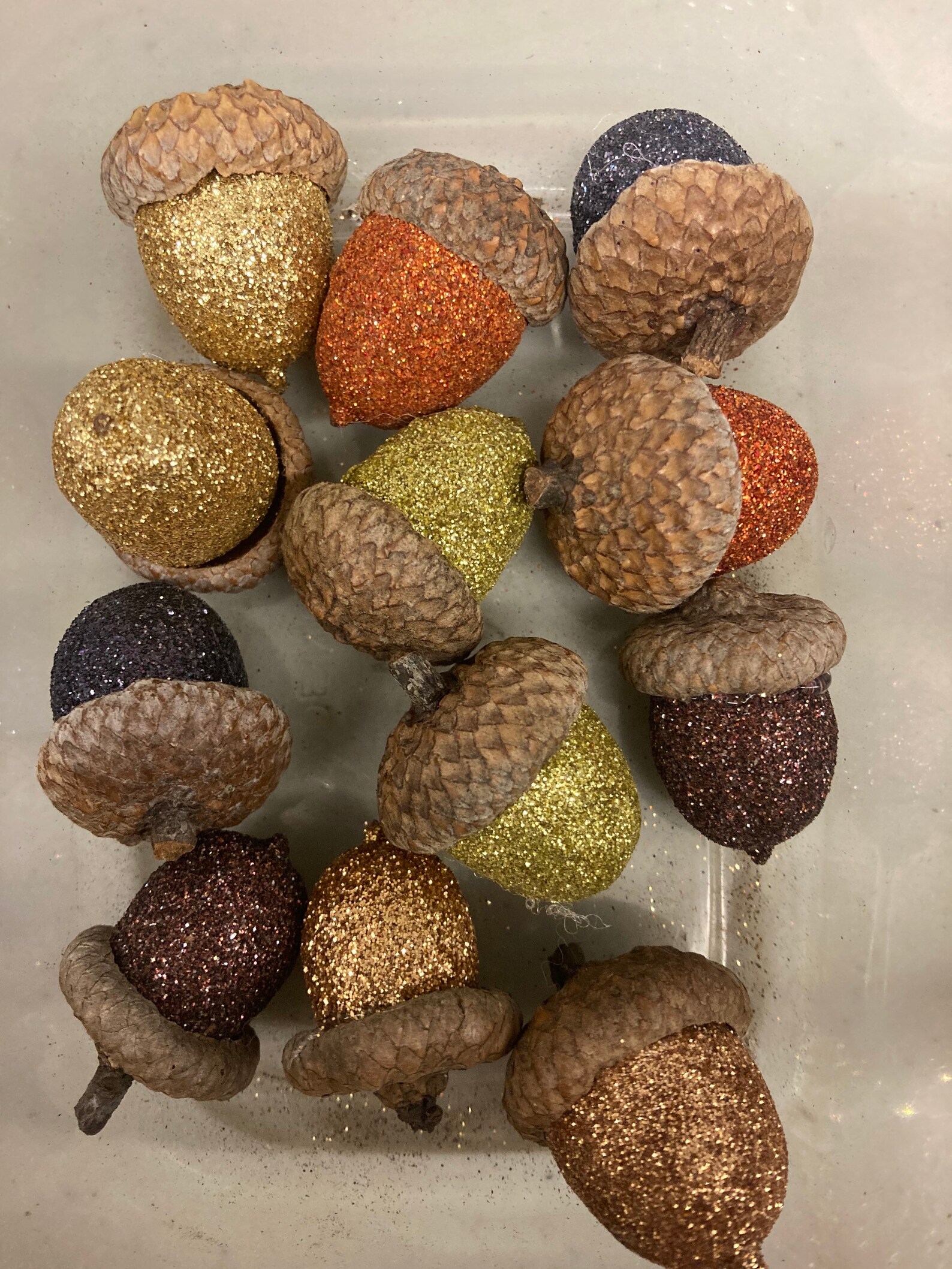 Set of 12 Acorns Glittered in Fall Colors. Colors Range From - Etsy