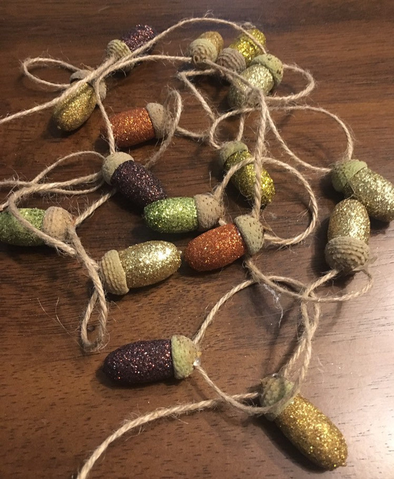 Glittered Acorn Garland in Fall Colors - Etsy