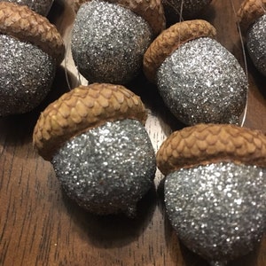 Silver Glitter Acorn Ornaments for Christmas, Etc. - Etsy
