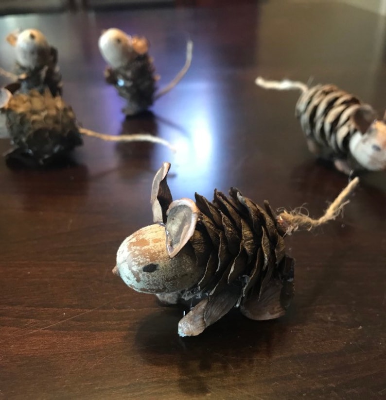 Set of Three Small Pine Cone and Acorn Mice. Ornaments or - Etsy