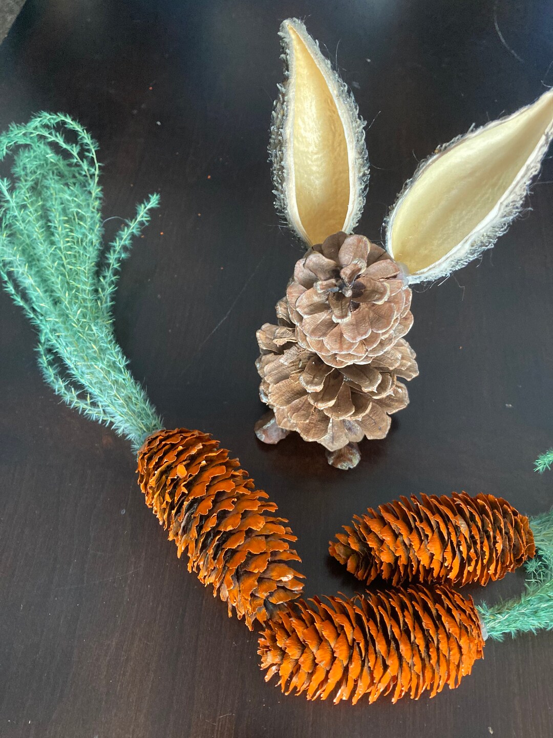 Pine Cone Bunny & Carrots: Natural Easter Decoration - Etsy