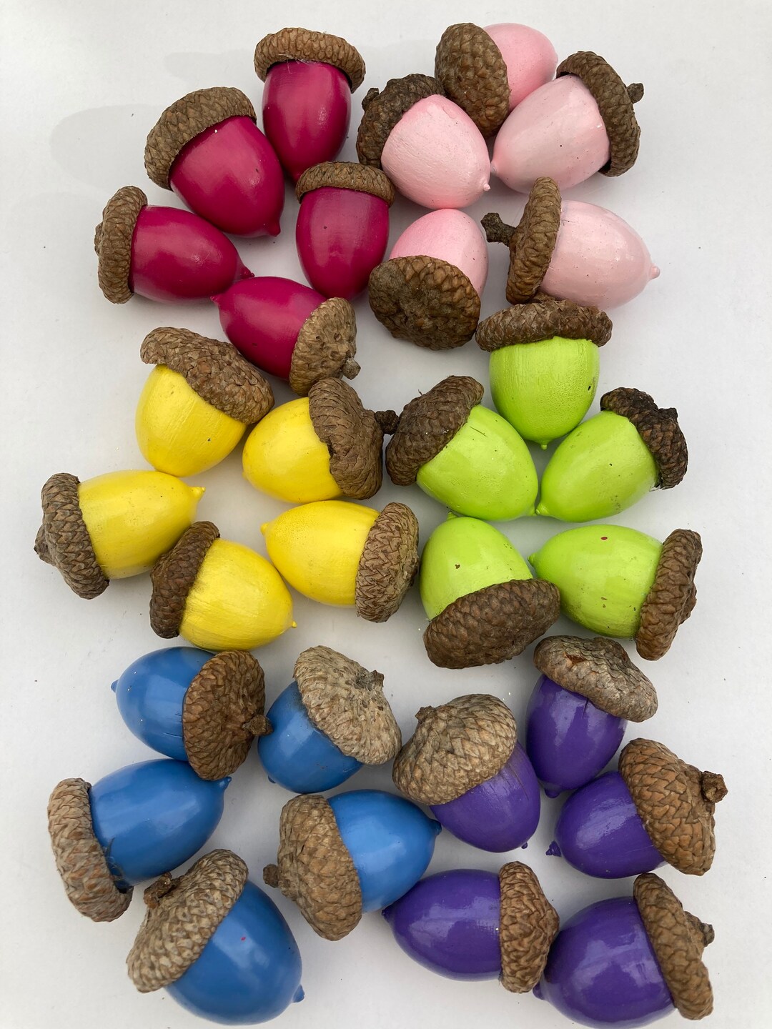 Painted Acorn Set: Spring Colors, Easter Ornaments, Vase Filler - Etsy