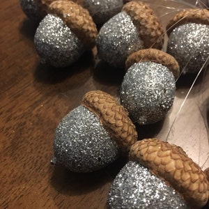 Silver Glitter Acorn Ornaments for Christmas, Etc. - Etsy