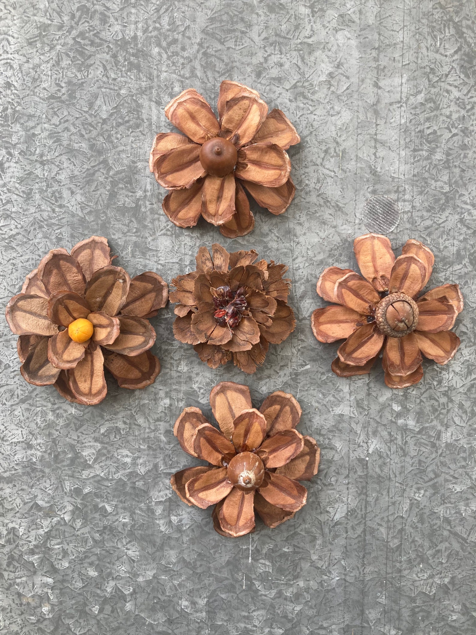 Pine Cone and Acorn Flower Blossom Magnets for Decoration and Use. - Etsy