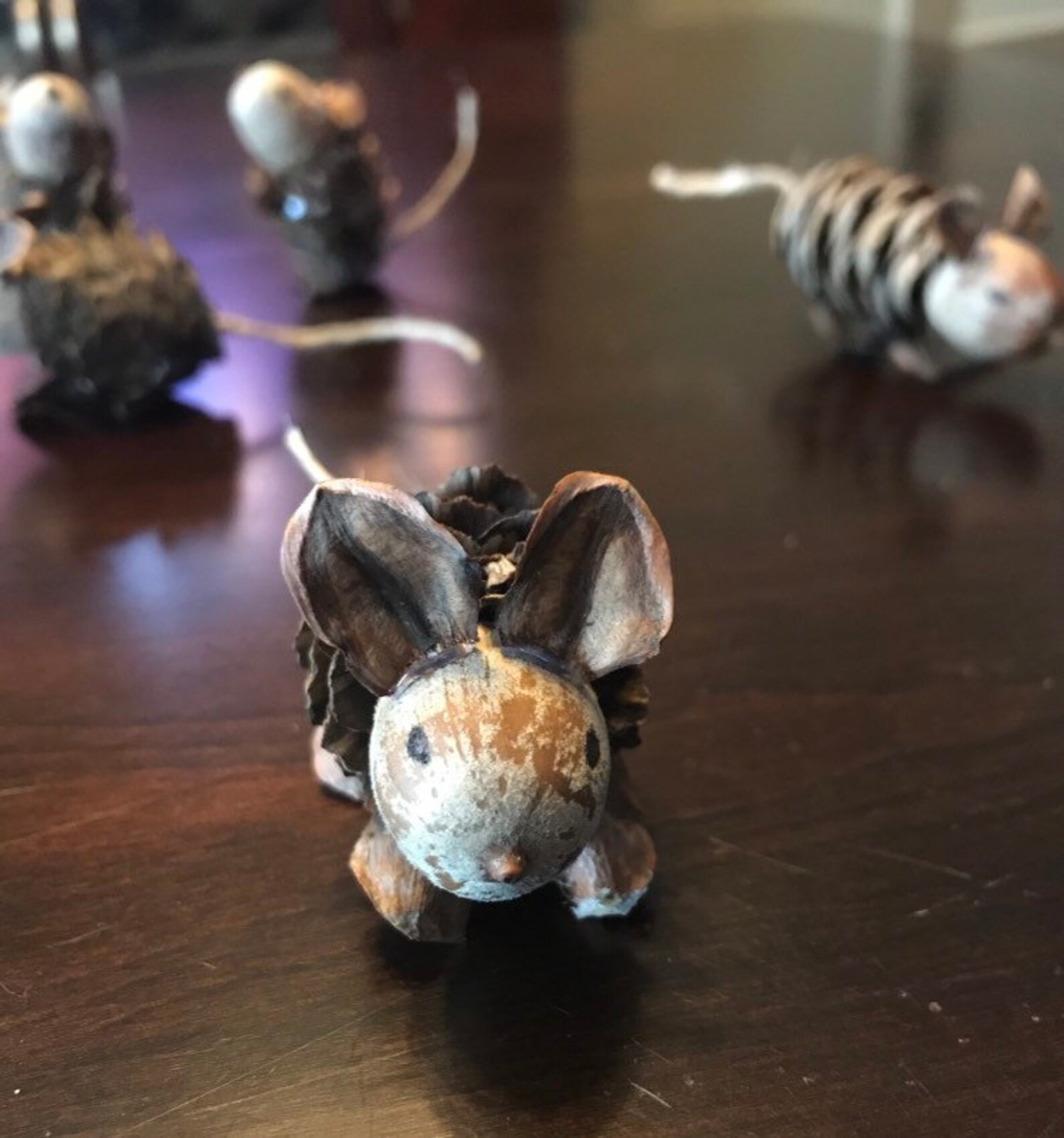Set of Three Small Pine Cone and Acorn Mice. Ornaments or - Etsy