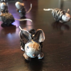 Set of Three Small Pine Cone and Acorn Mice. Ornaments or Table ...