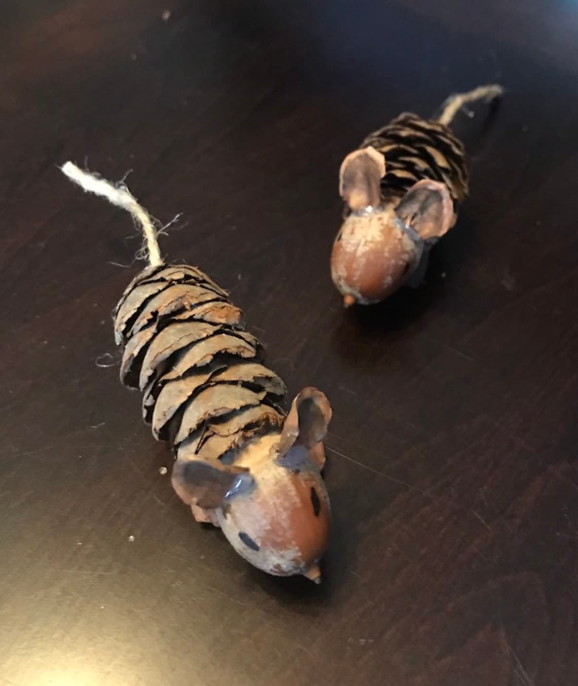 Set of Three Small Pine Cone and Acorn Mice. Ornaments or - Etsy