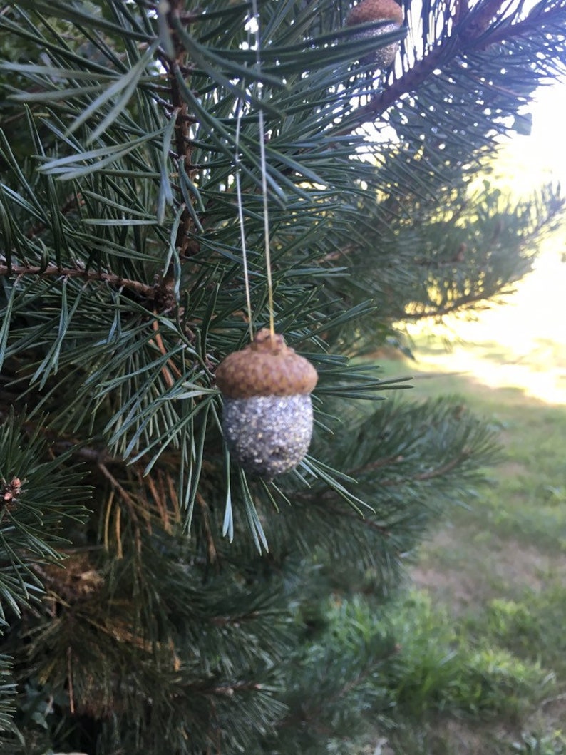 Silver Glitter Acorn Ornaments for Christmas Etc. - Etsy
