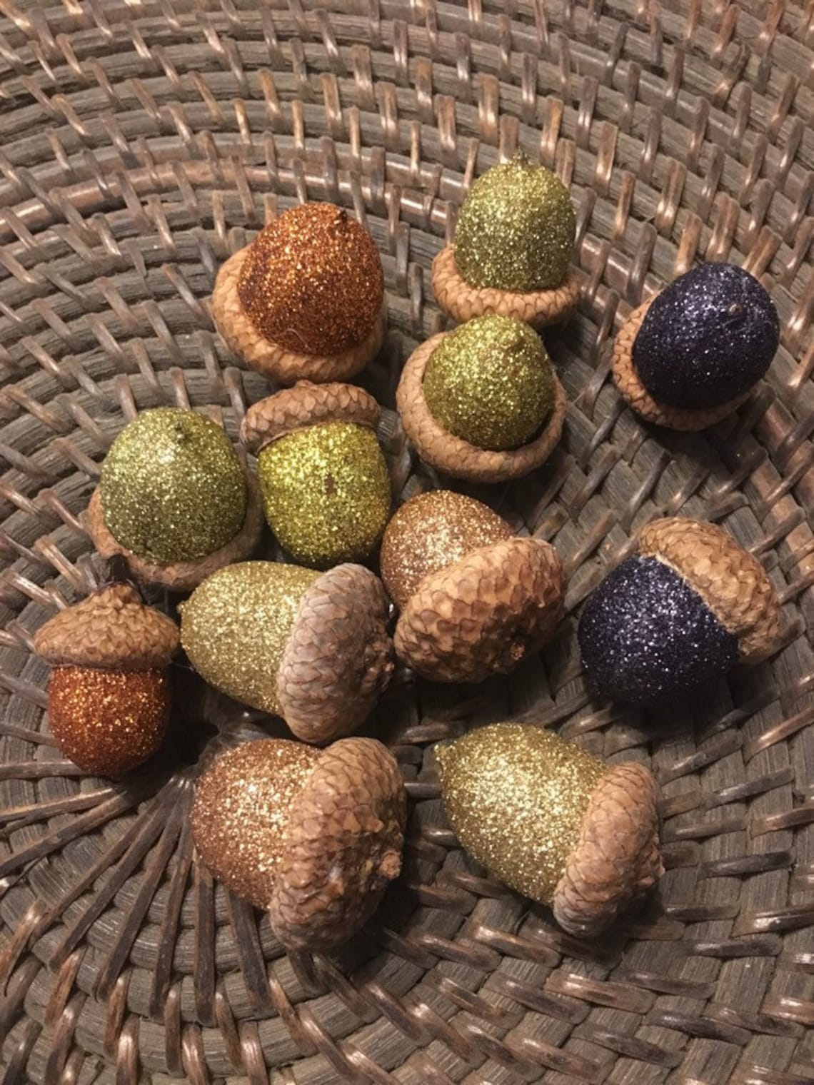 Set of 12 Acorns Glittered in Fall Colors. Colors Range From - Etsy