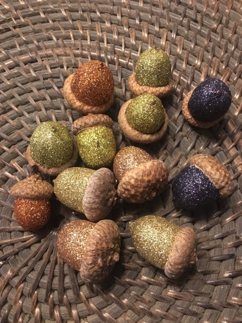 Set of 12 Acorns Glittered in Fall Colors. Colors Range From - Etsy