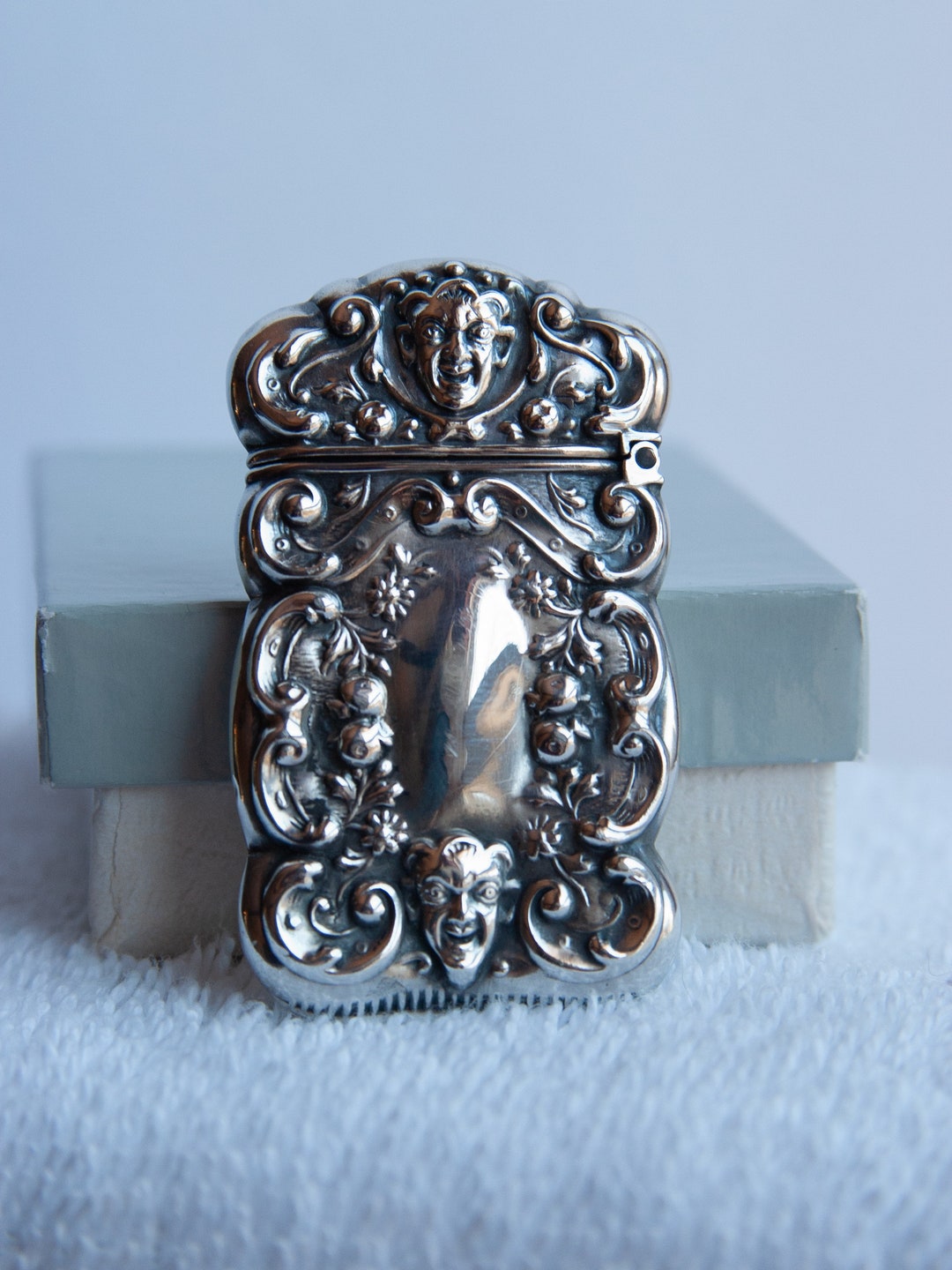RARE!! Antique Sterling Silver Repoussé MATCH SAFE Vesta Case - Late ...