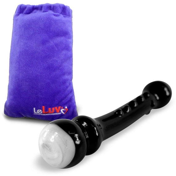 Leluv Black Glass Dildo Wand With Swirled White Round Handle Etsy