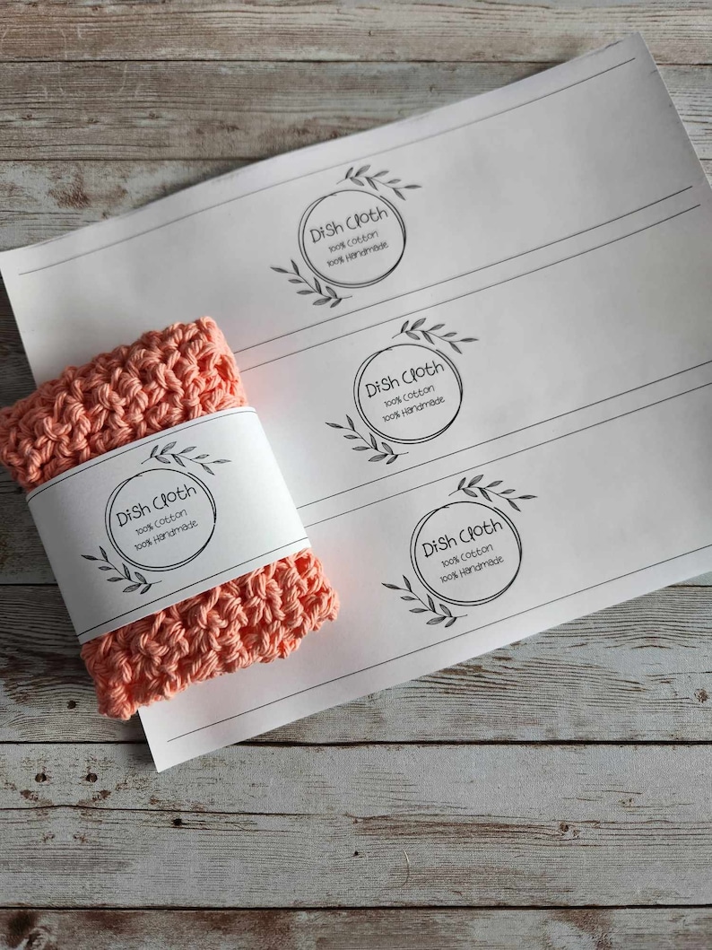 Printable Dishcloth Wrap Label, PDF - Etsy