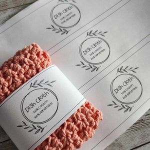 Printable Dishcloth Wrap Label, PDF - Etsy