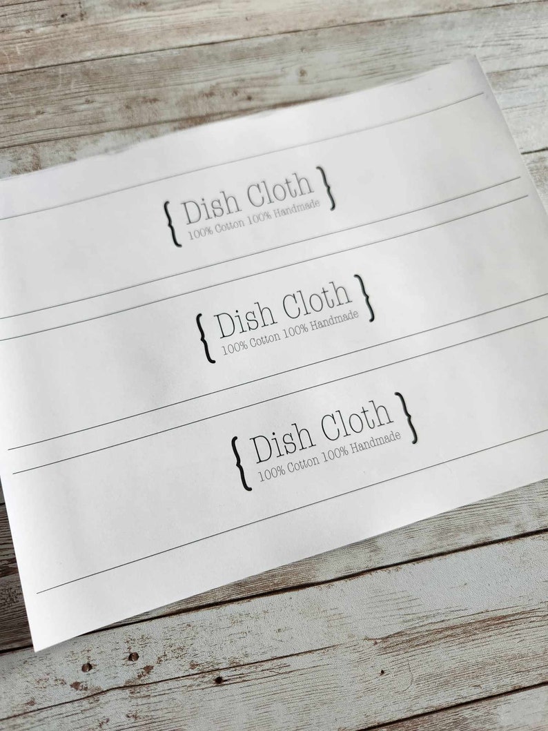 Printable Dishcloth Wrap Label, PDF - Etsy