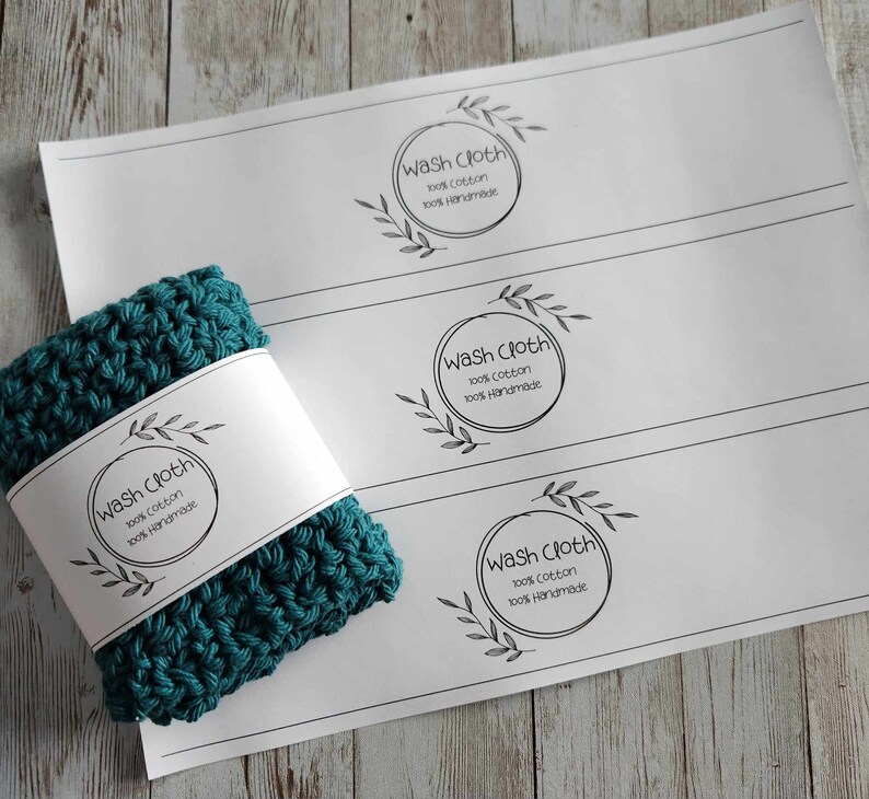 Printable Washcloth Wrap Label, PDF - Etsy