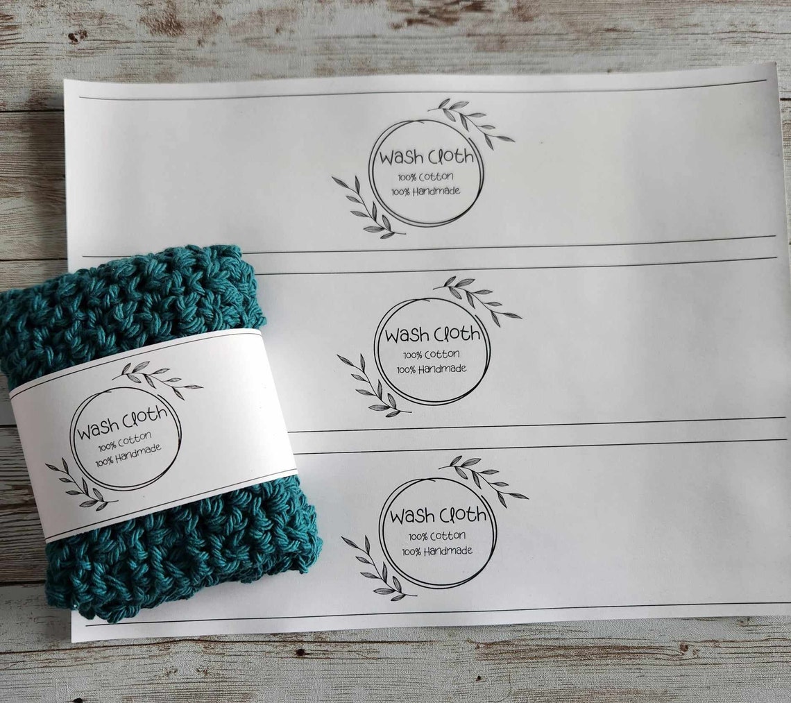 Printable Washcloth Wrap Label, PDF - Etsy