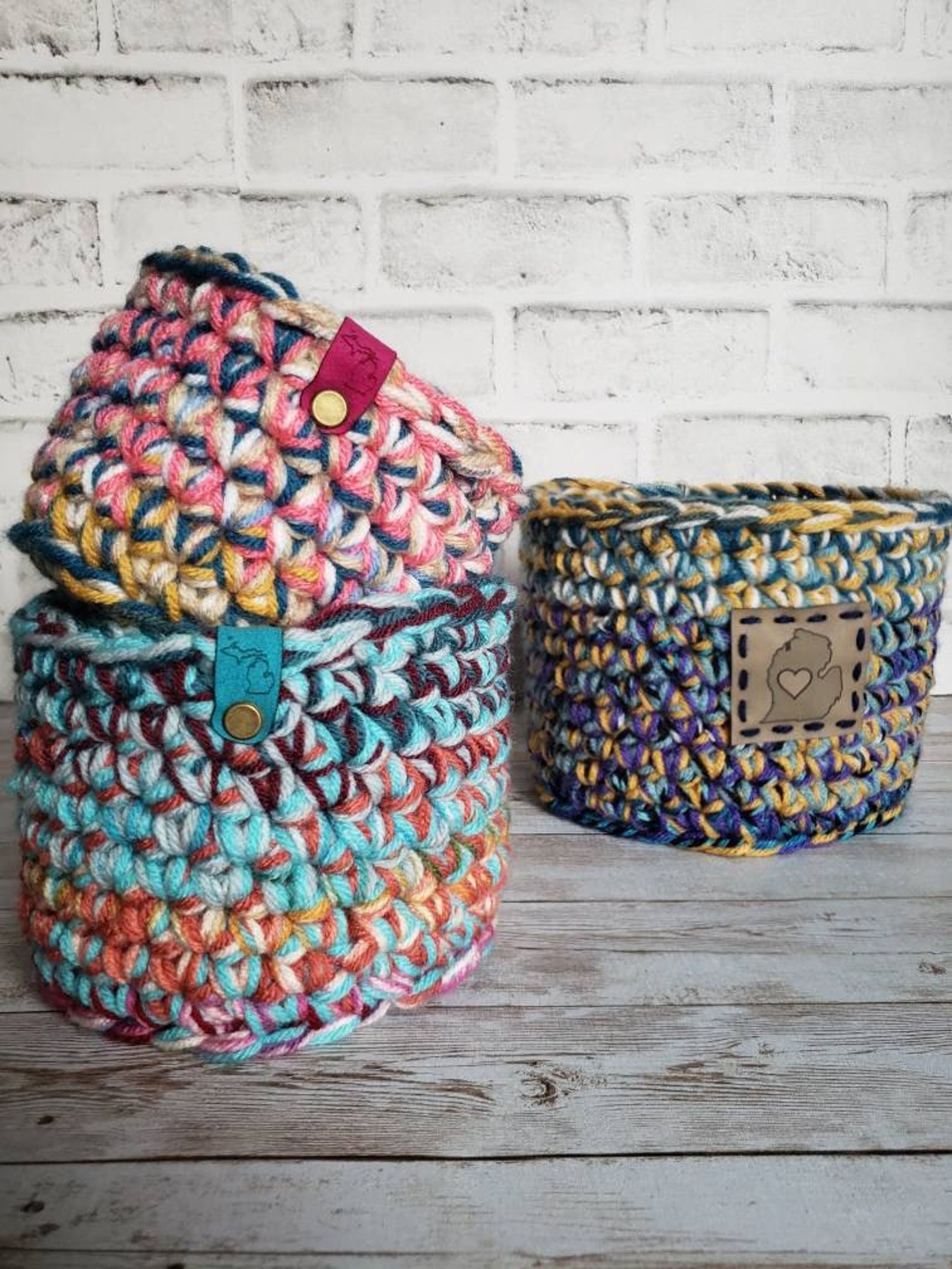 Scrappy Yarn Basket Crochet Pattern Only. 3 Sizes Included - Etsy