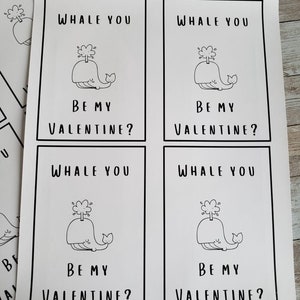 PDF Printable Valentine's Day File Whale You Be My | Etsy