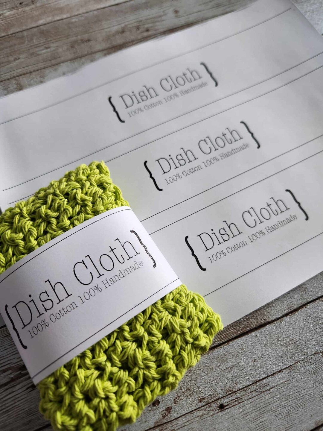 Printable Dishcloth Wrap Label, PDF - Etsy