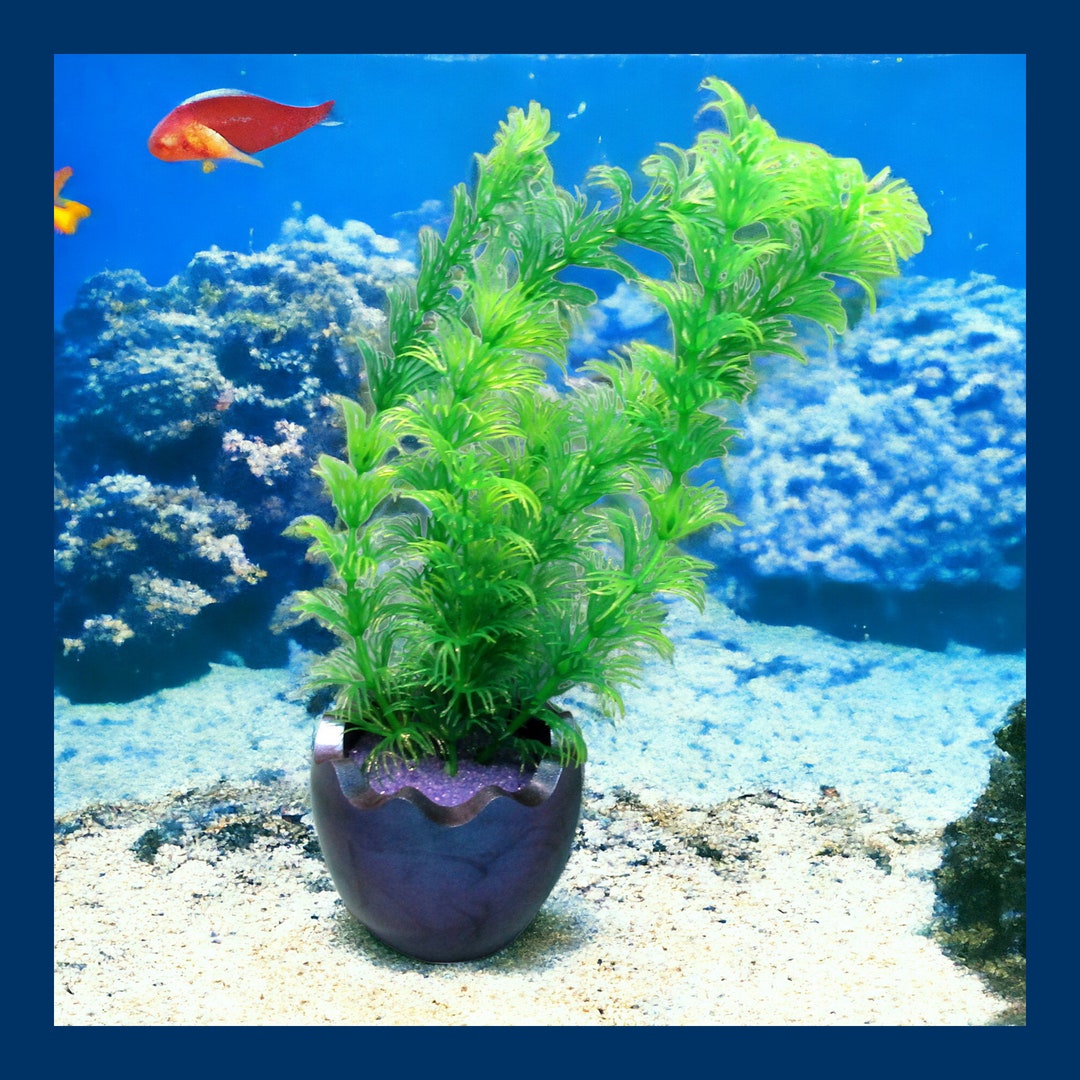 Cracked Egg Aquarium Decoration. Blue Purple With Green Artificial ...